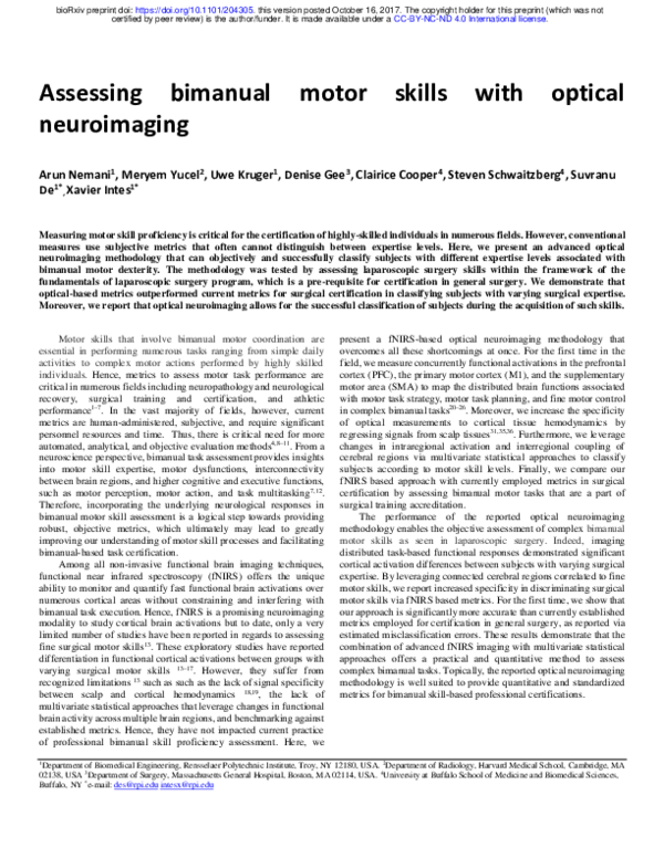 (PDF) Assessing bimanual motor skills with optical neuroimaging ...