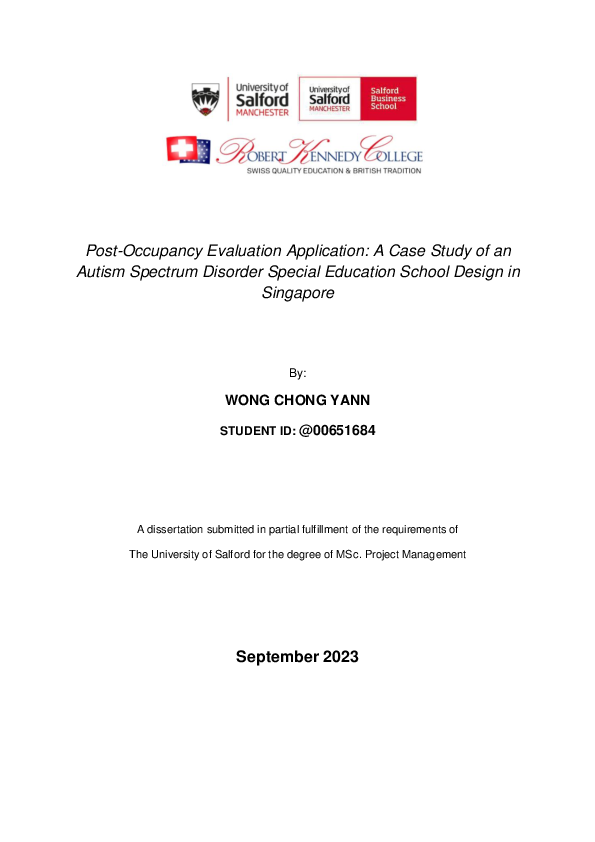 (PDF) Post-Occupancy Evaluation Application: A Case Study of an Autism ...