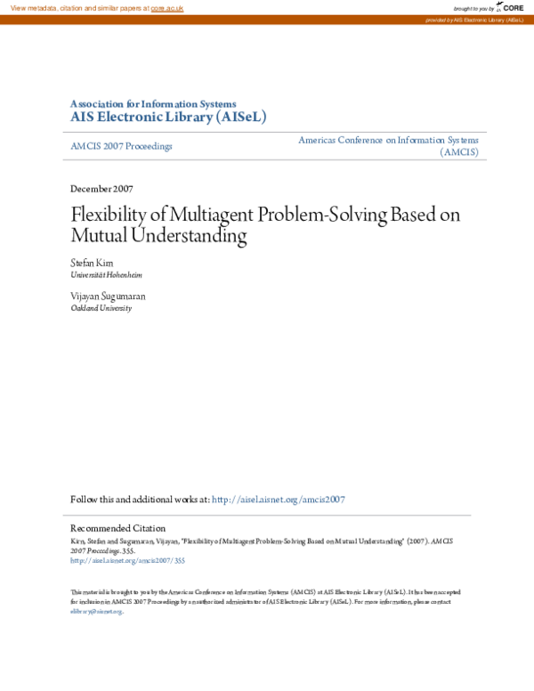 (PDF) Flexibility of Multiagent Problem-Solving Based on Mutual Understanding