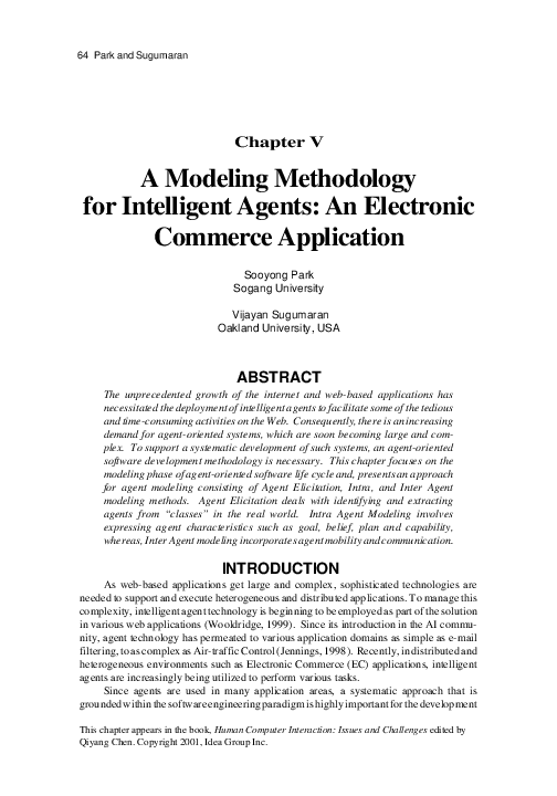 (PDF) A Modeling Methodology for Intelligent Agents