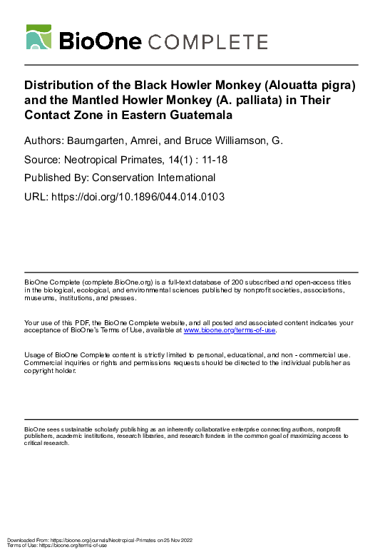 (PDF) Distribution of the Black Howler Monkey (Alouatta pigra) and the ...