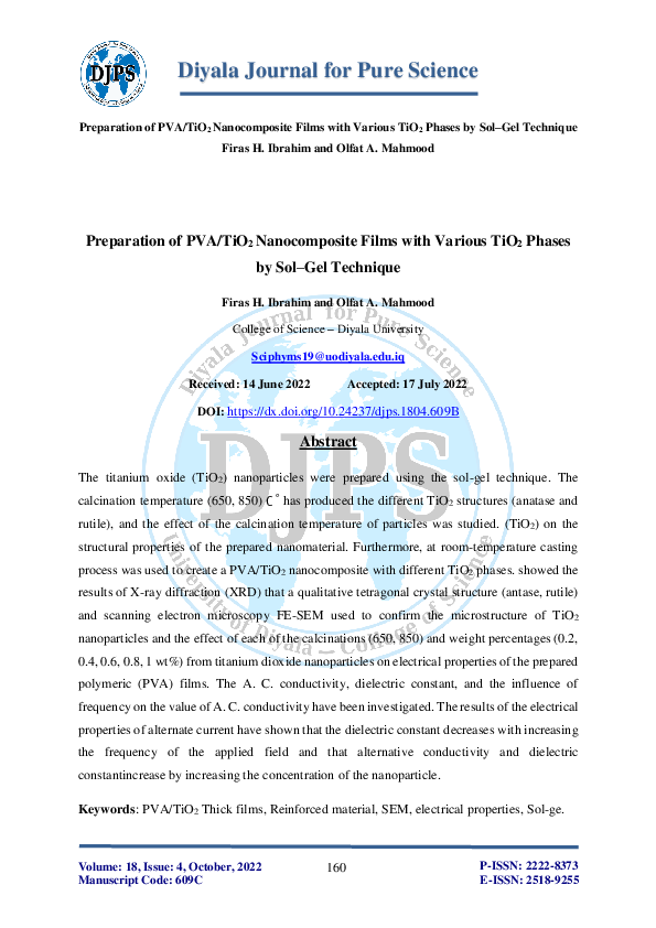 (PDF) Preparation of PVA/TiO2 Nanocomposite Films with Various TiO2 ...