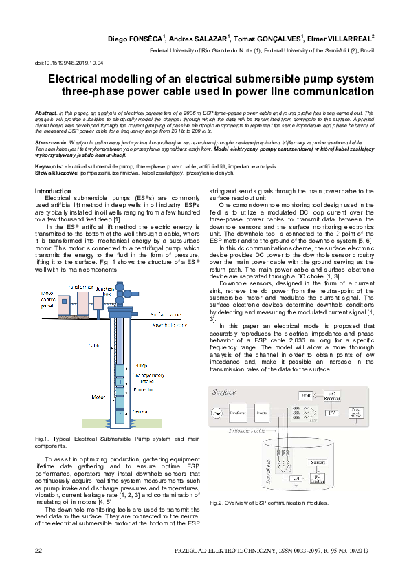 (PDF) Electrical modelling of an electrical submersible pump system ...