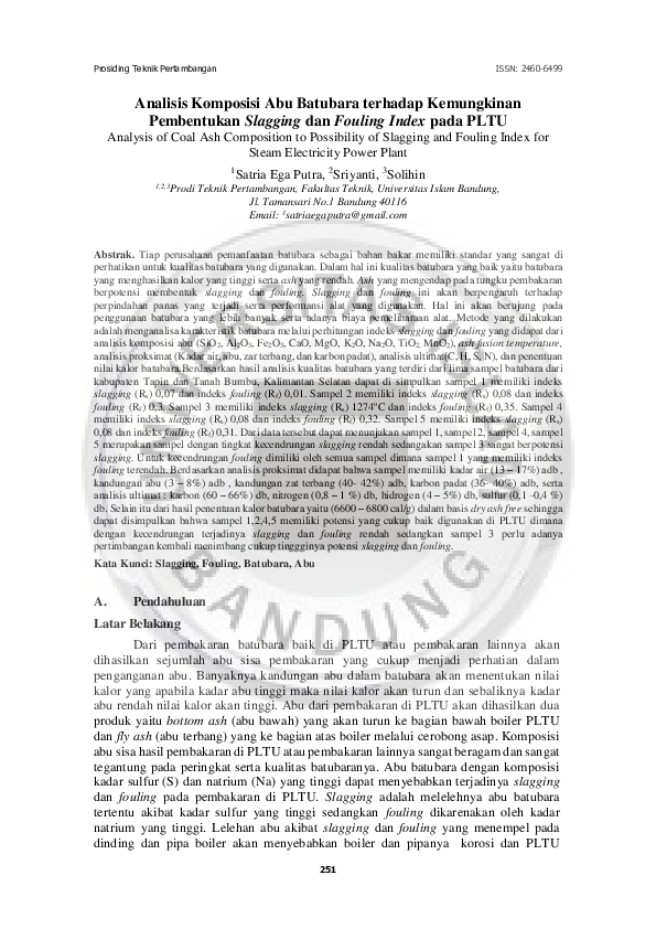 (PDF) Analisis Komposisi Abu Batubara terhadap Kemungkinan Pembentukan ...