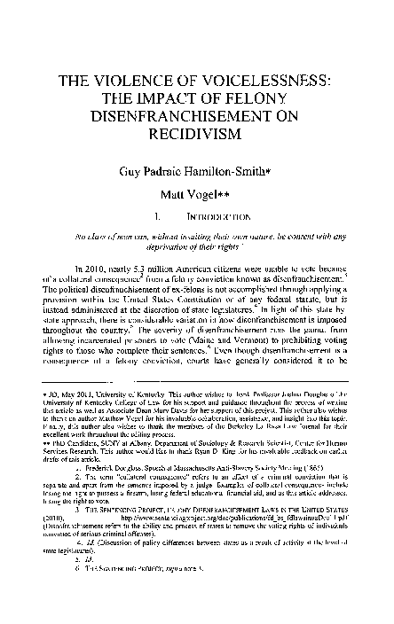 (PDF) The Violence of Voicelessness: The Impact of Felony ...