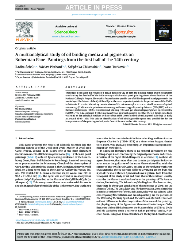 (PDF) A multianalytical study of oil binding media and pigments on ...
