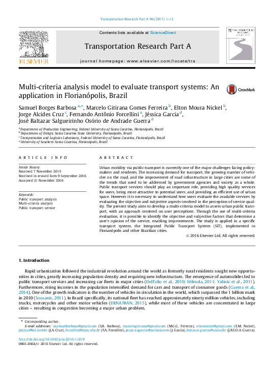 (PDF) Multi-criteria analysis model to evaluate transport systems: An application in ...