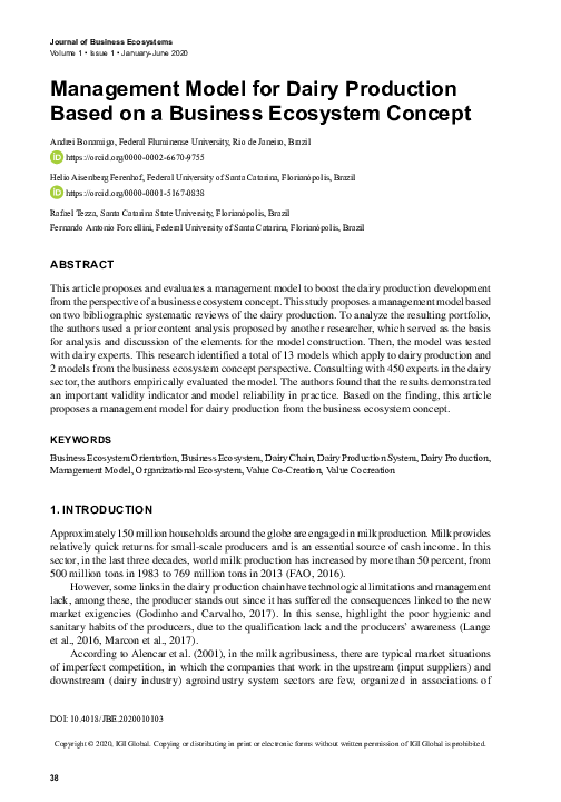 (PDF) Management Model for Dairy Production Based on a Business ...