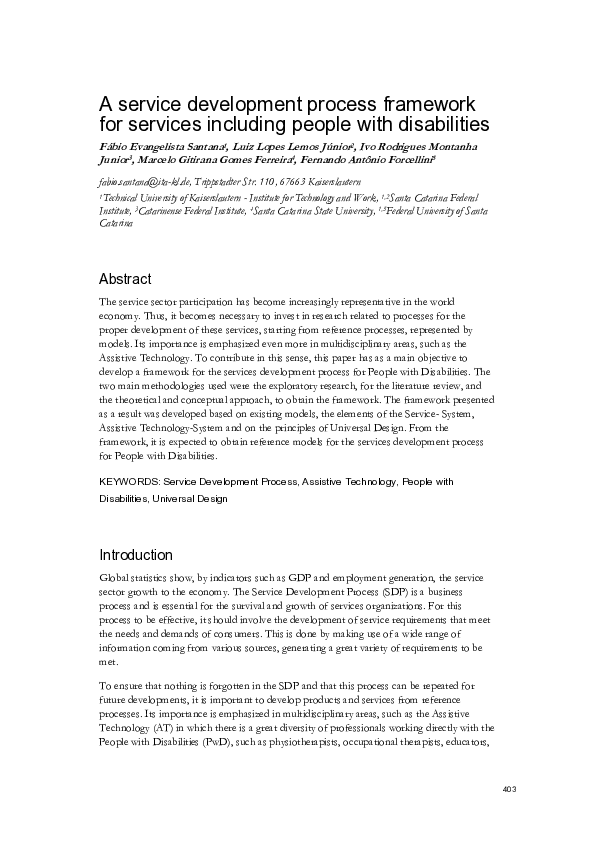 (PDF) A Service Development Process Framework for Services Including ...