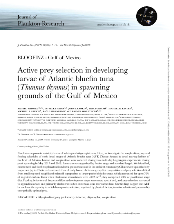 (PDF) Active prey selection in developing larvae of Atlantic bluefin ...