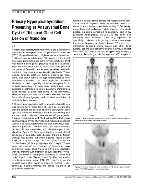 (PDF) Primary Hyperparathyroidism Presenting as Aneurysmal Bone Cyst of ...