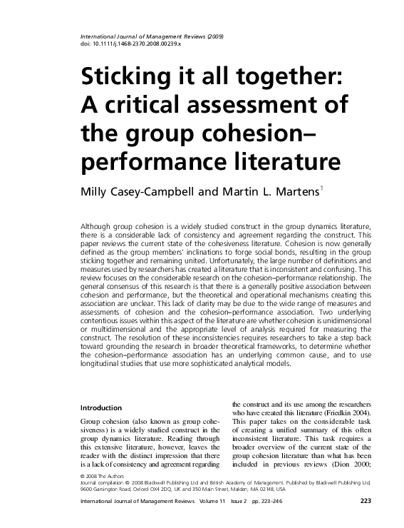 (PDF) Sticking it all together: A critical assessment of the group ...