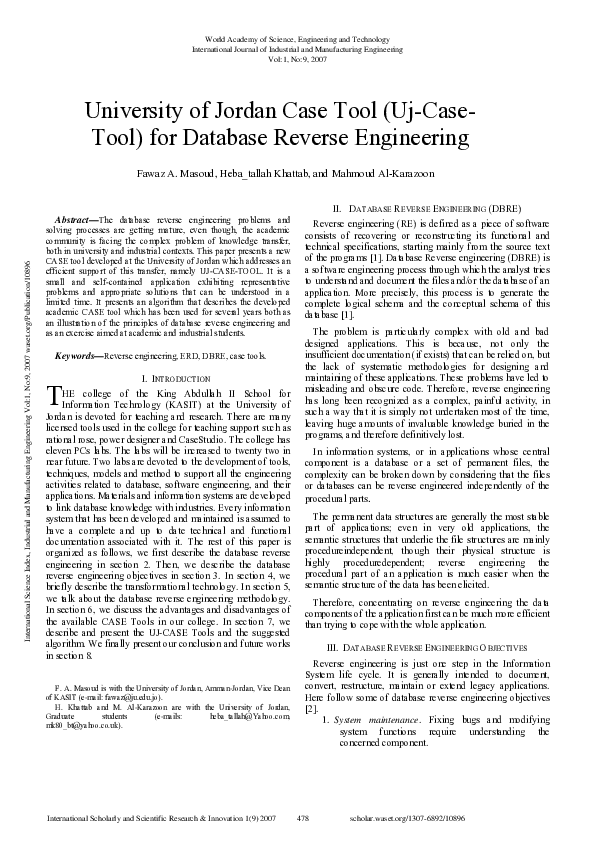 (PDF) University Of Jordan Case Tool (Uj-Case- Tool) For Database ...