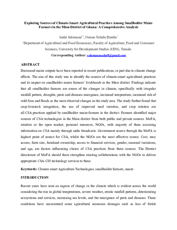 (DOC) Exploring Sources of Climate-Smart Agricultural Practices Among ...