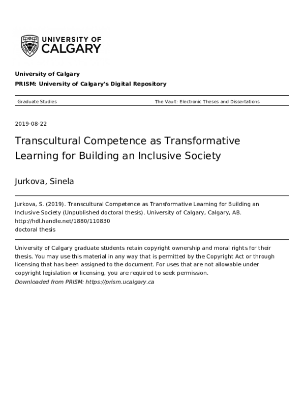 (PDF) Transcultural Competence as Transformative Learning for Building ...
