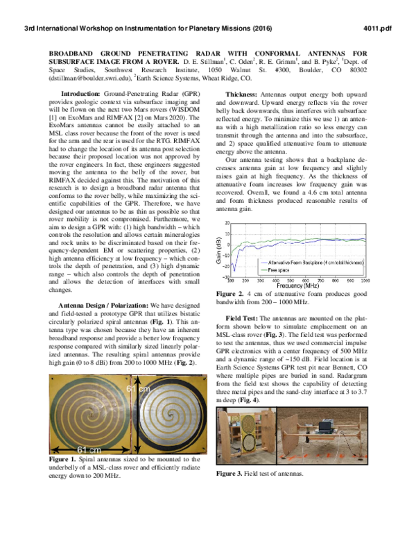(PDF) Broadband Ground Penetrating Radar with conformal antennas for ...
