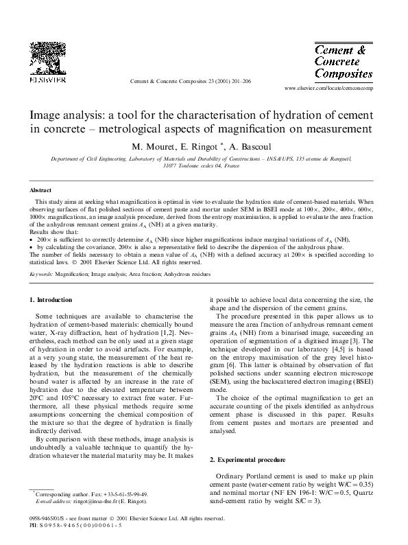 (PDF) Image analysis: a tool for the characterisation of hydration of ...