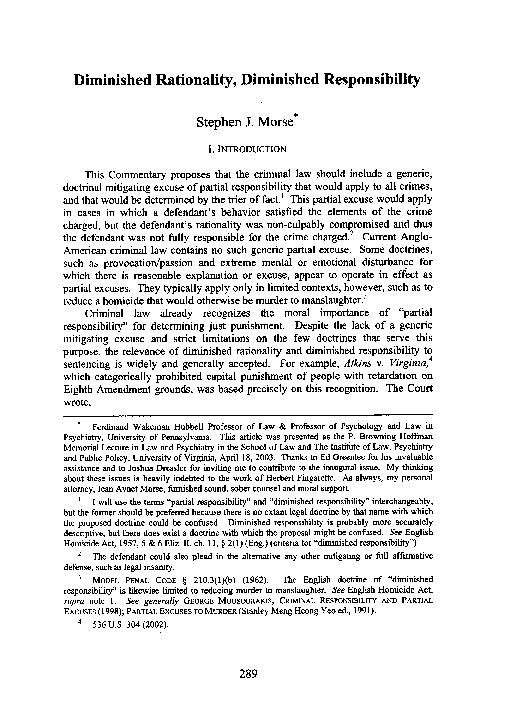 (PDF) Diminished Rationality, Diminished Responsibility