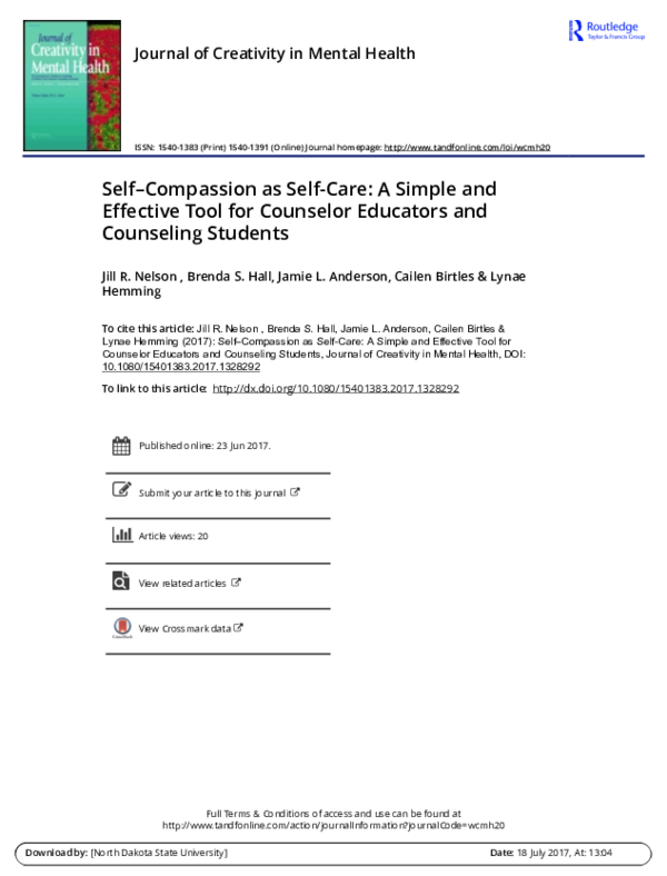 (PDF) Self–Compassion as Self-Care: A Simple and Effective Tool for ...