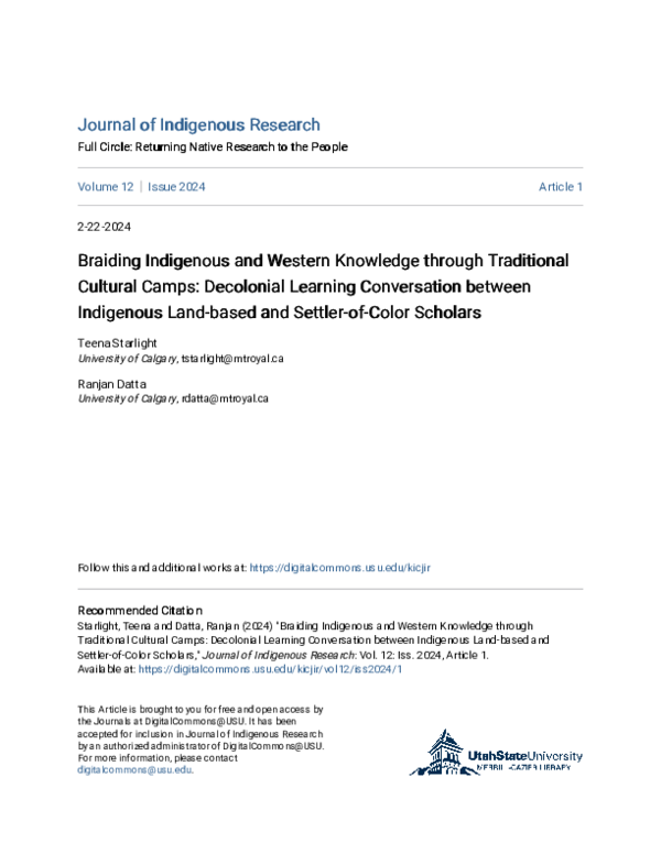 (PDF) Braiding Indigenous and Western Knowledge through Traditional ...
