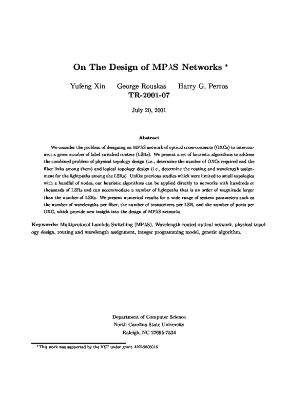 (PDF) On The Design of MPS Networks