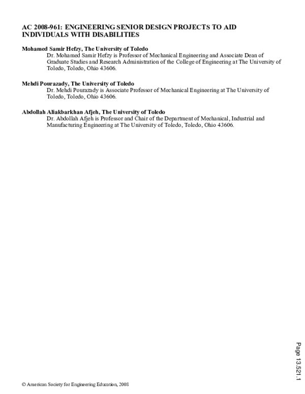 (PDF) Engineering Senior Design Projects To Aid Individuals With ...