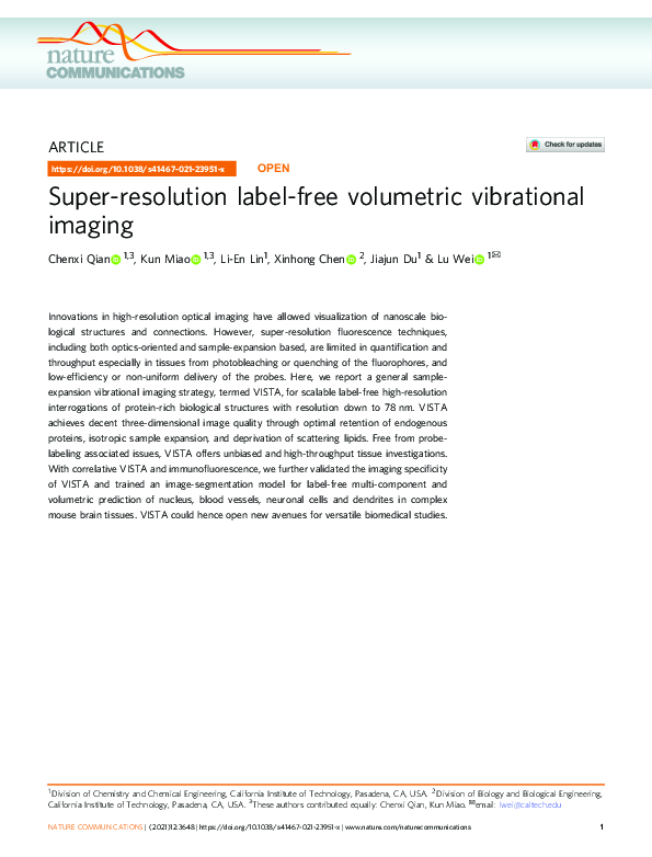 (PDF) Super-resolution label-free volumetric vibrational imaging
