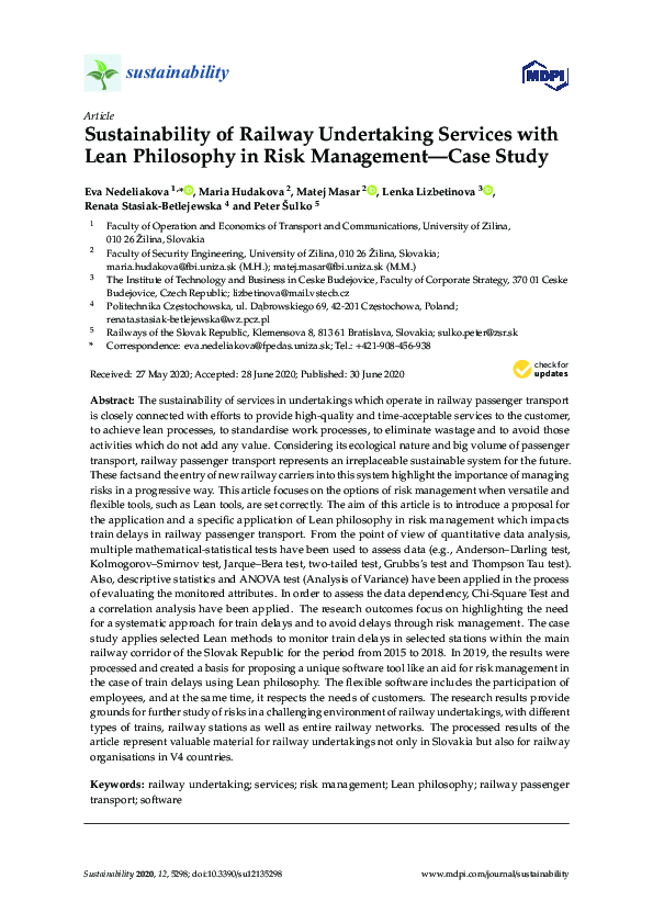 (PDF) Lean Risk Management in Sustainable Railway Services