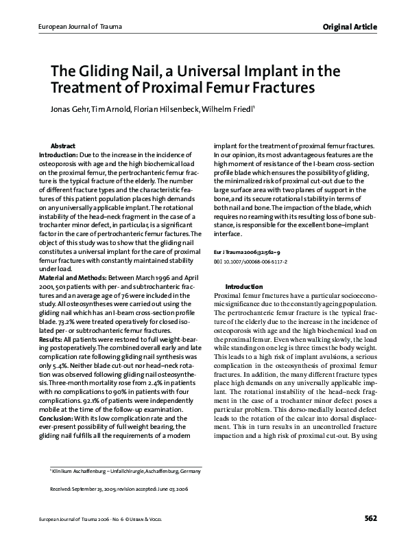 (PDF) The Gliding Nail, a Universal Implant in the Treatment of ...