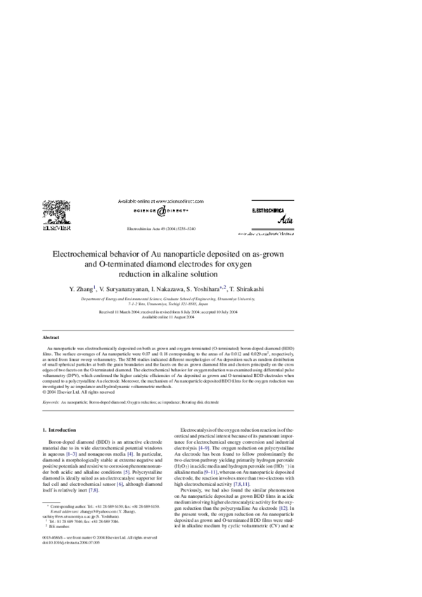 (PDF) Electrochemical behavior of Au nanoparticle deposited on as-grown ...