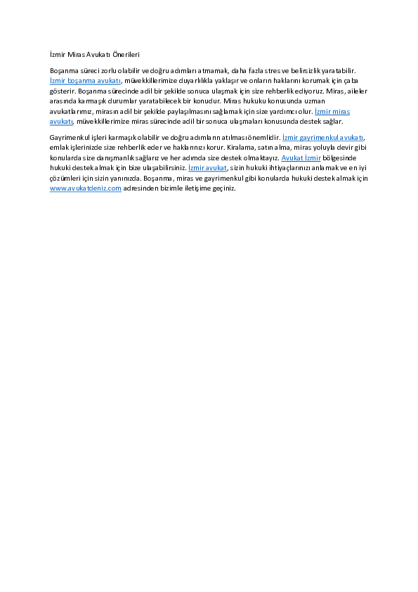 (PDF) Izmir Miras Avukati Onerileri