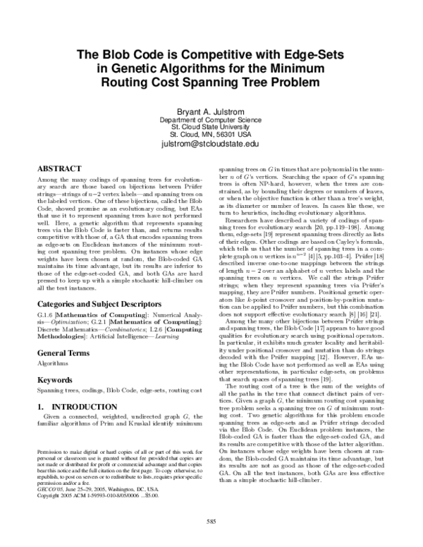 (PDF) The blob code is competitive with edge-sets in genetic algorithms for the minimum routing ...