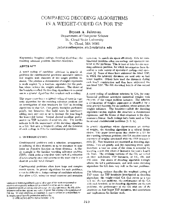 (PDF) Decoding Algorithms in Weighted GA for TSP