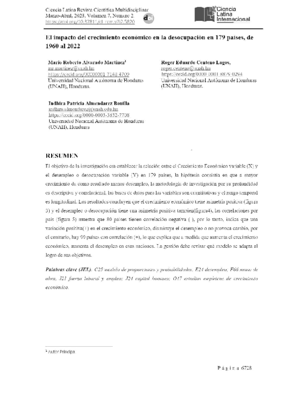 (PDF) Vista de El impacto del crecimiento eco...upación en 179 países ...
