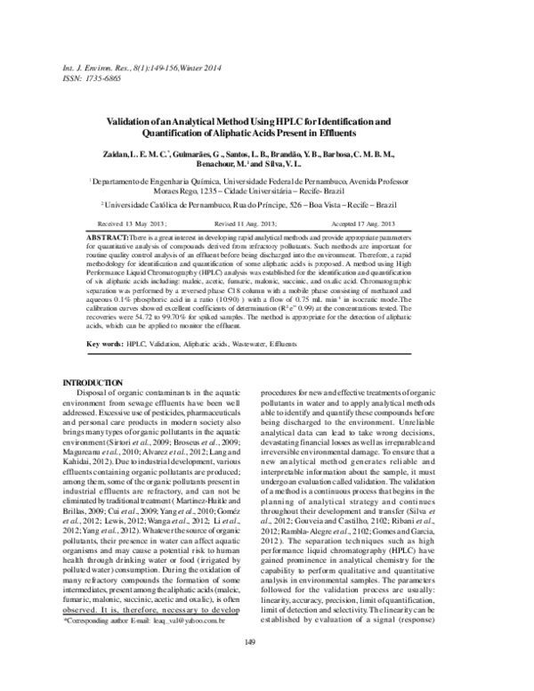(PDF) Validation of an Analytical Method Using HPLC for Identification and Quantification of ...