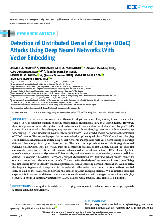 Pdf Detection Of Distributed Denial Of Charge Ddoc Attacks Using Deep Neural Networks With