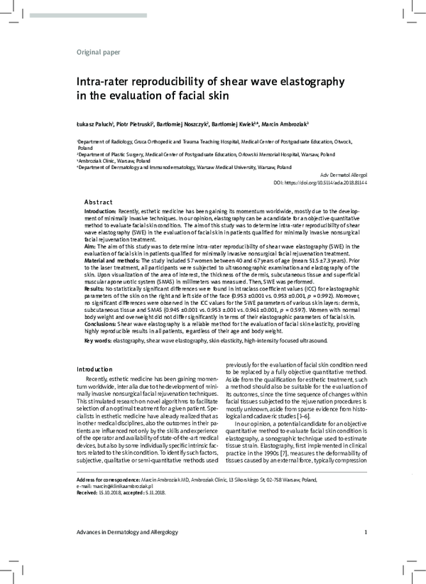 (PDF) Intra-rater reproducibility of shear wave elastography in the ...