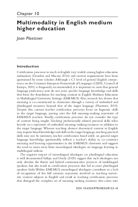 (PDF) Multimodality in English medium higher education