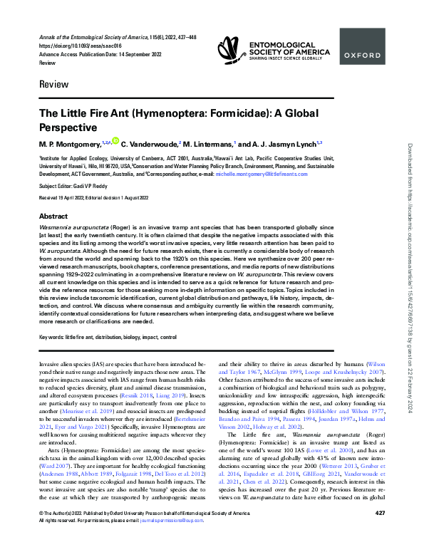 (PDF) The Little Fire Ant (Hymenoptera: Formicidae): A Global Perspective