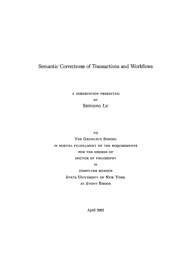(PDF) The semantic correctness of transactions and workflows
