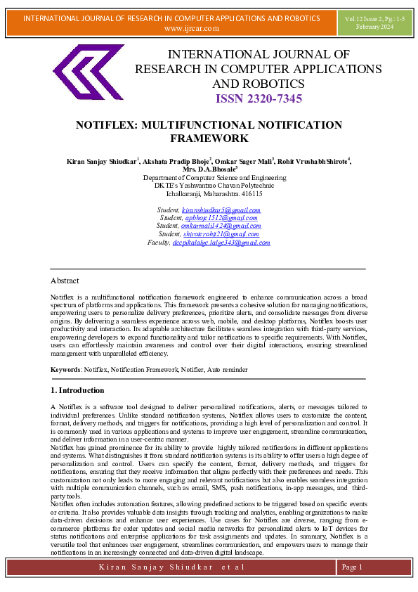 (PDF) NOTIFLEX: MULTIFUNCTIONAL NOTIFICATION FRAMEWORK