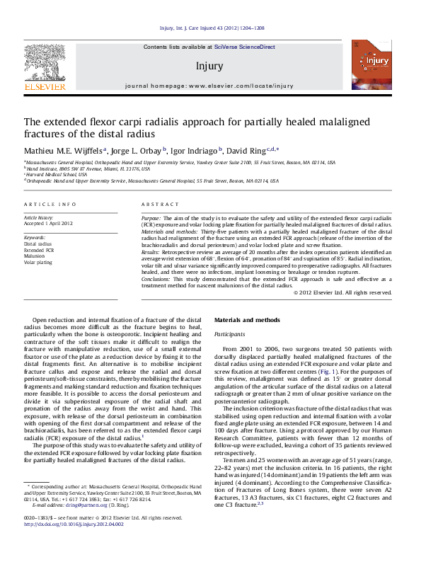 (PDF) The extended flexor carpi radialis approach for partially healed ...