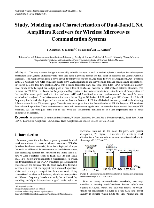 (PDF) Study, Modeling and Characterization of Dual-Band LNA Amplifiers ...
