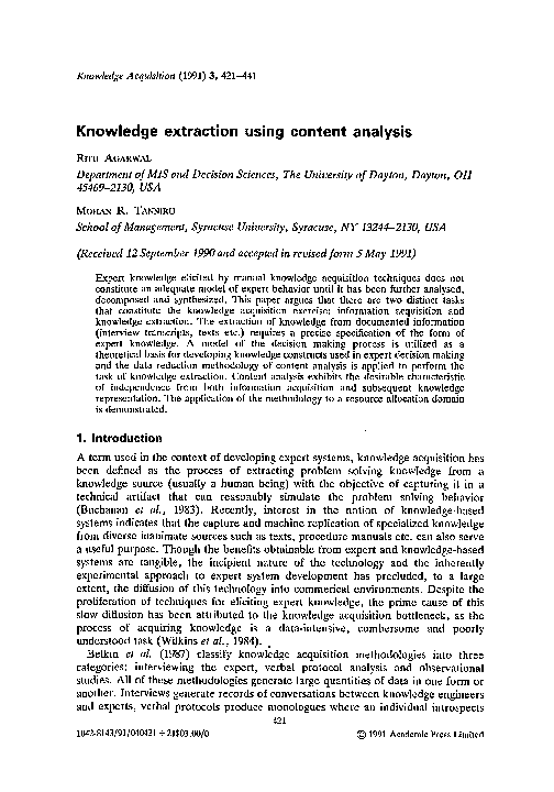 (PDF) Knowledge extraction using content analysis | Mohan Tanniru - Academia.edu