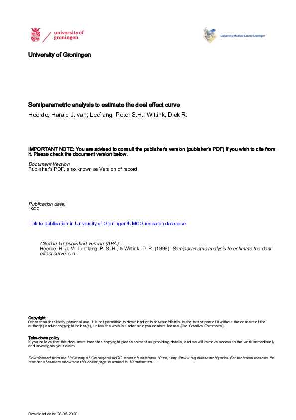(PDF) Semiparametric analysis to estimate the deal effect curve