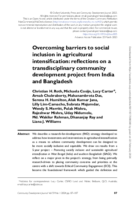 (PDF) Overcoming barriers to social inclusion in agricultural ...