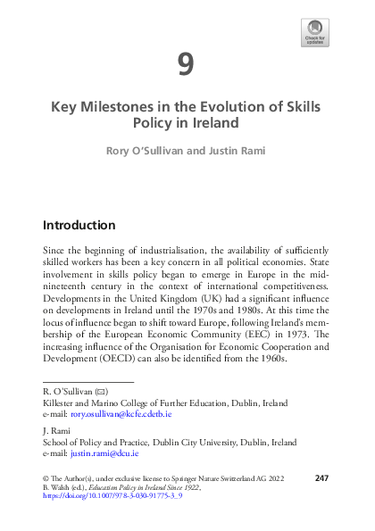 (PDF) Key Milestones in the Evolution of Skills Policy in Ireland