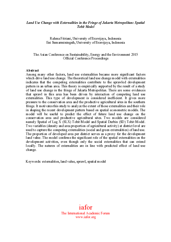 (PDF) Land Use Change with Externalities in the Fringe of Jakarta ...