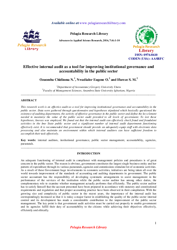 (PDF) Effective internal audit as a tool for improving institutional governance and ...