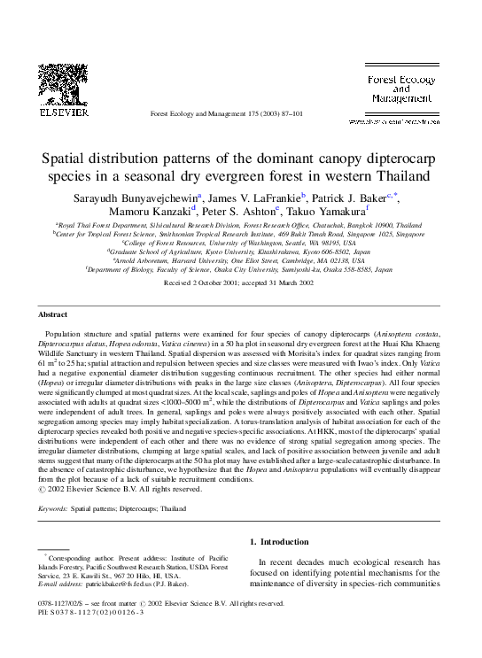 (PDF) Spatial distribution patterns of the dominant canopy dipterocarp ...